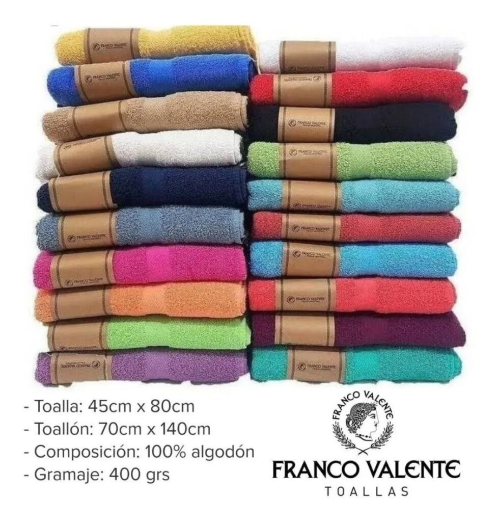 Juego de Toalla y Toallón Franco Valente 400Gramos/Cemento. - Blanco Braian