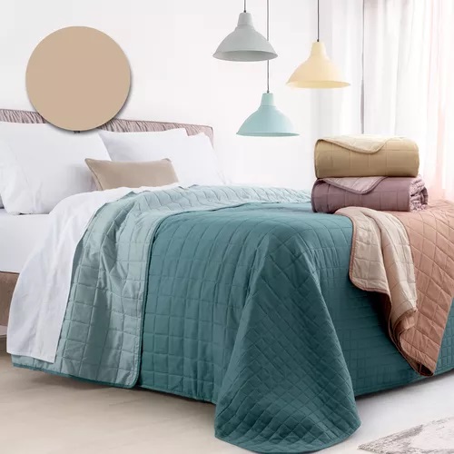 Cubrecama Alcoyana Croma doble Faz Micromatelaseado Reversible/Arena 1. ...